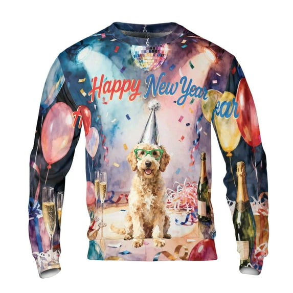Happy New Year Goldendoodle Chills on Year-End Party All Over Print 3D ...