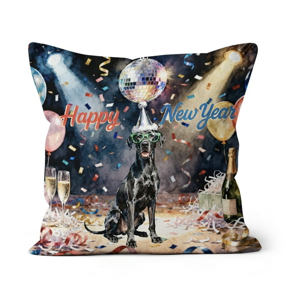 Happy New Year Great Dane Chills on Year-End Party Pillow Cushion ...