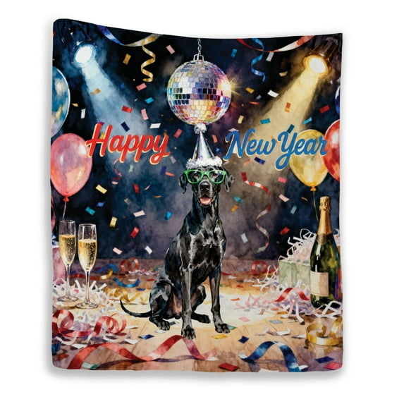 Happy New Year Great Dane Chills on Year-End Party Quilt Blanket Danes ...