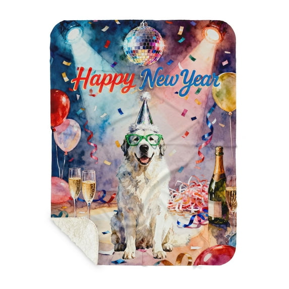 Happy New Year Great Pyrenees Chills on Year-End Party Cozy Sherpa ...