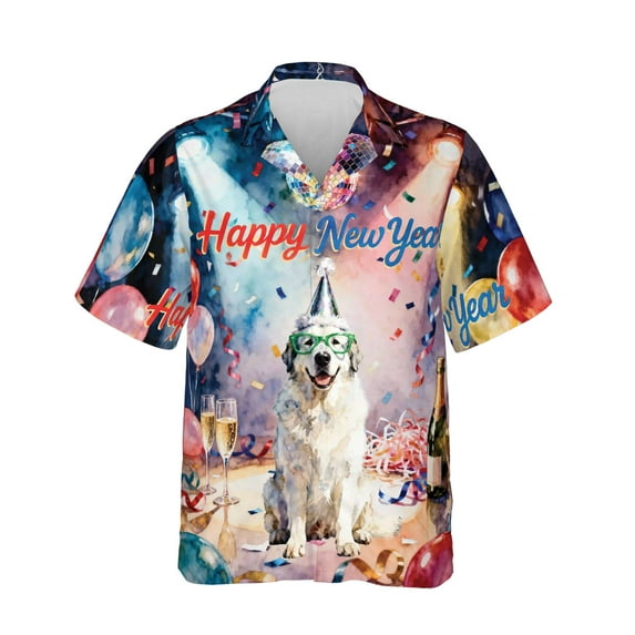 Happy New Year Great Pyrenees Chills on Year-End Party Hawaiian Shirt ...
