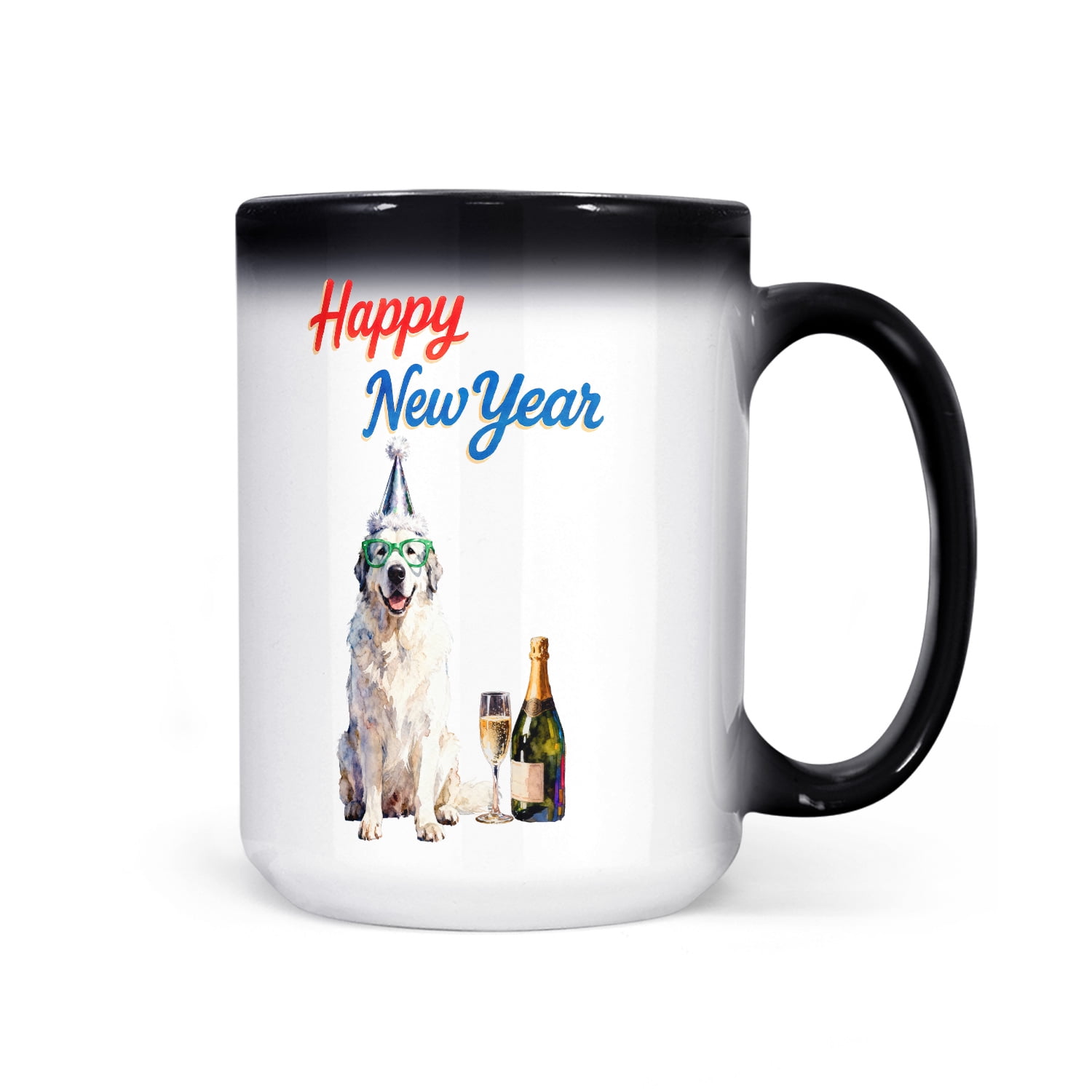 Happy New Year Great Pyrenees Chills on Year-End Party Heat Color ...