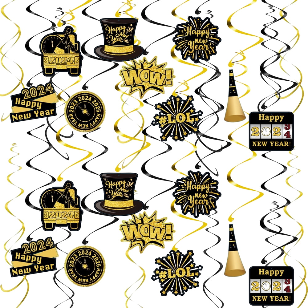 Happy New Year Hanging Swirls Decorations New Years Decorations 2024,30 ...