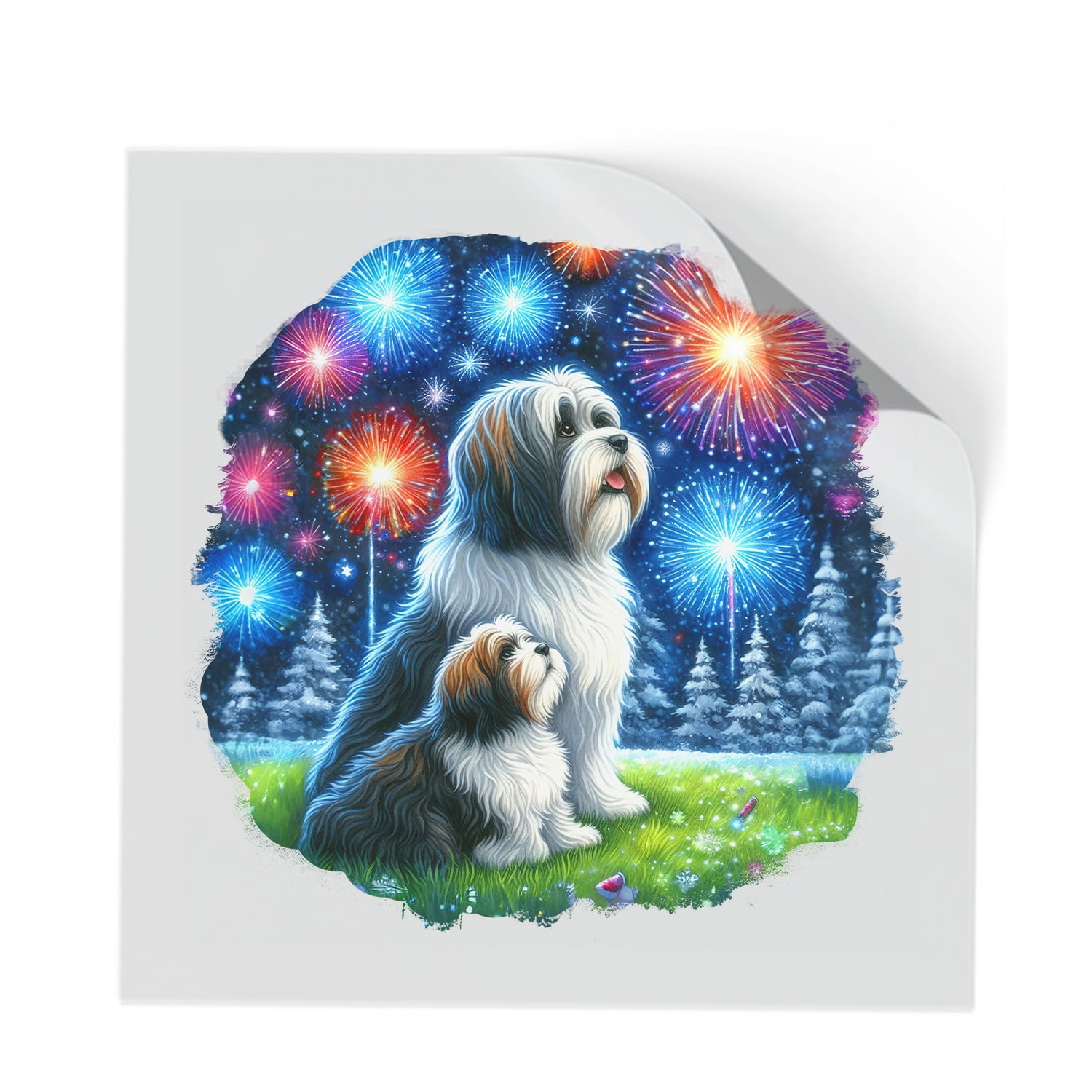 Happy New Year Havanese Family Cheer Winter Midnight Firework Cutout ...
