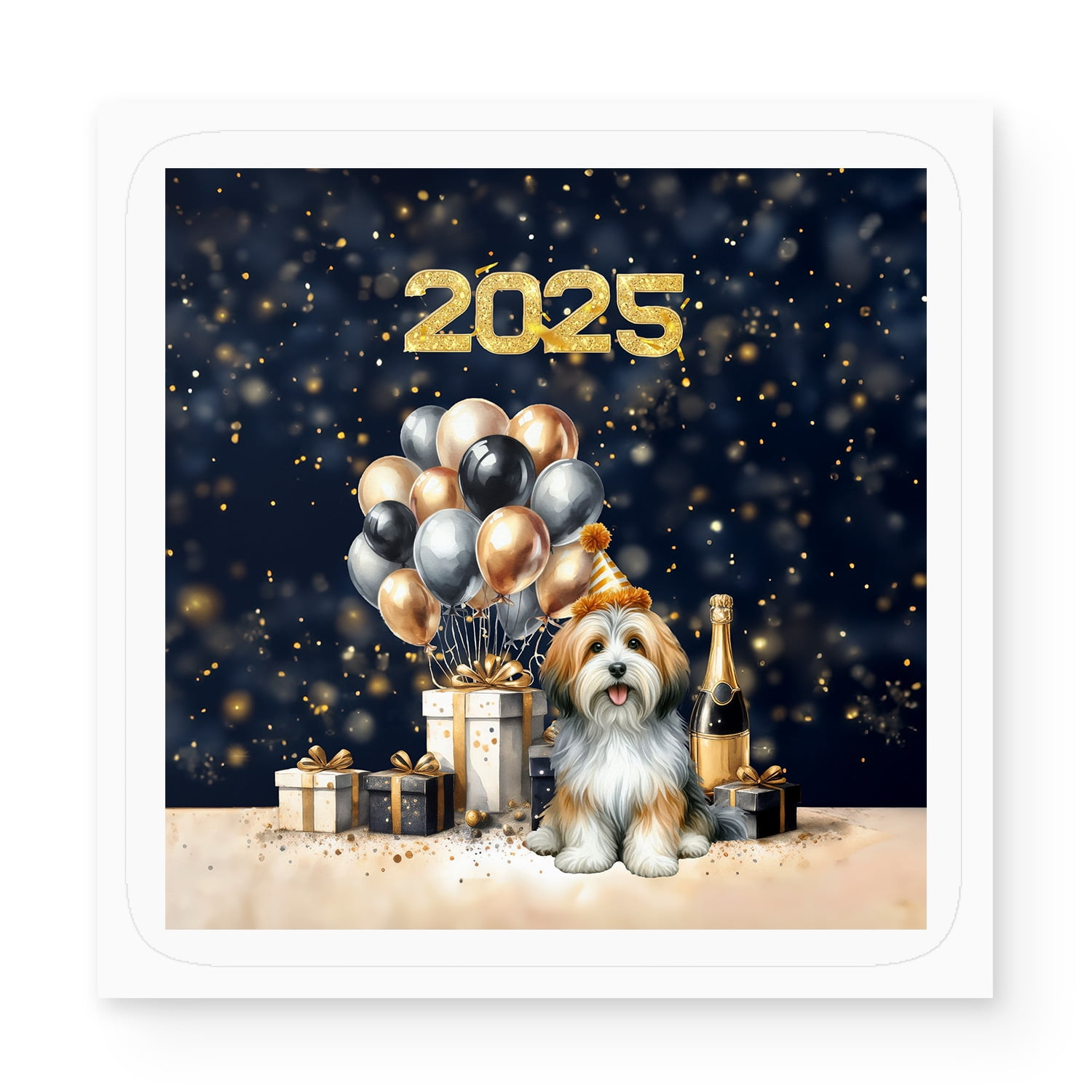 Happy New Year Havanese Welcome 2025 Balloon Firework Party Vinyl ...