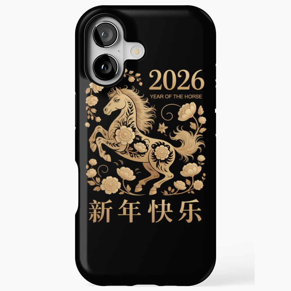 Happy New Year Horse 2026 Design Phone Case with iPhone 17 to 11 Pro ...