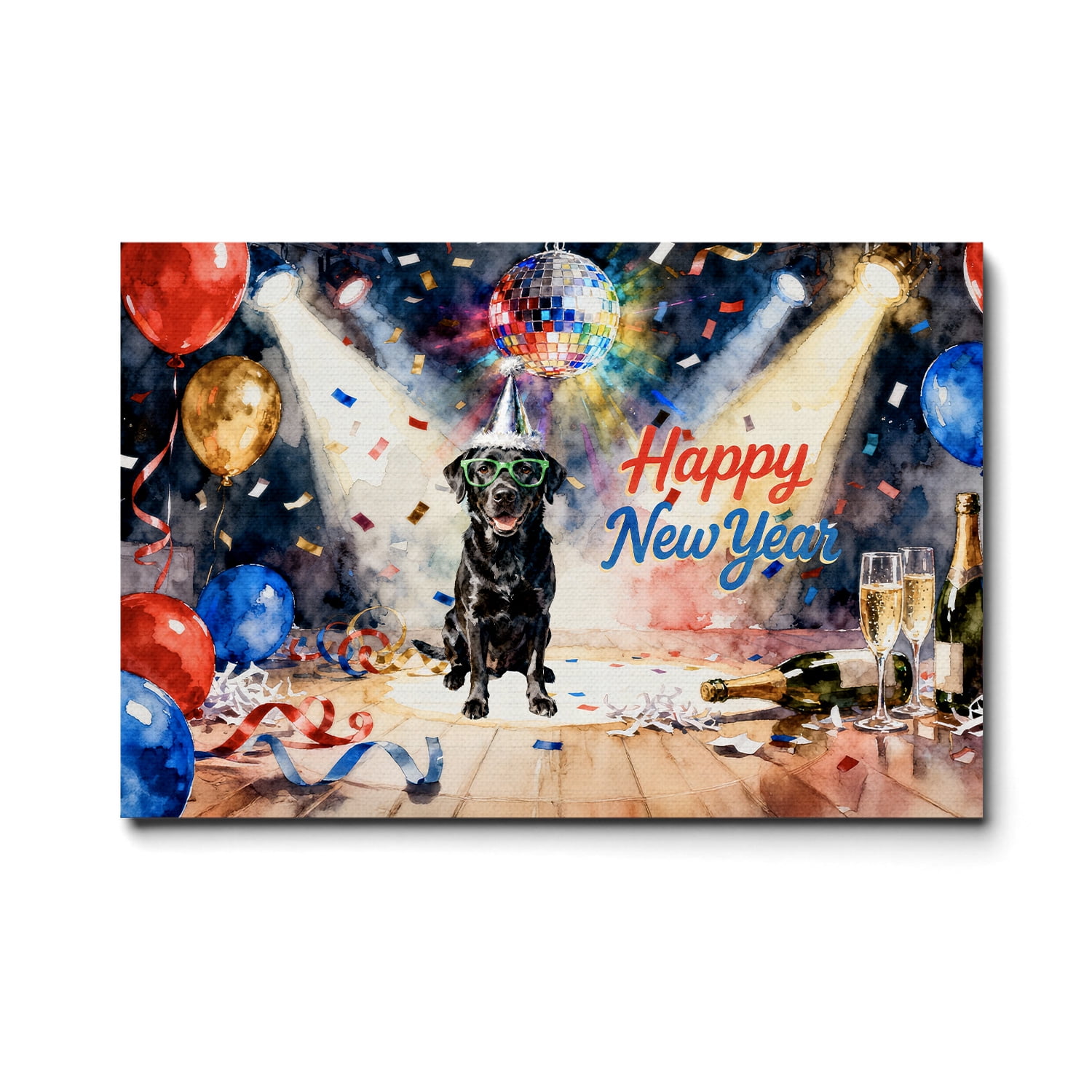 Happy New Year Labrador Retriever Chills on Year-End Party Horizontal ...