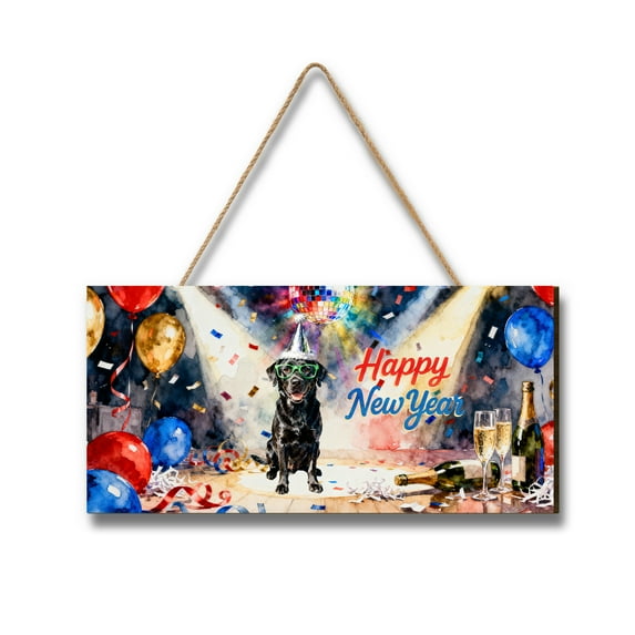 Happy New Year Labrador Retriever Chills on Year-End Party Landscape ...