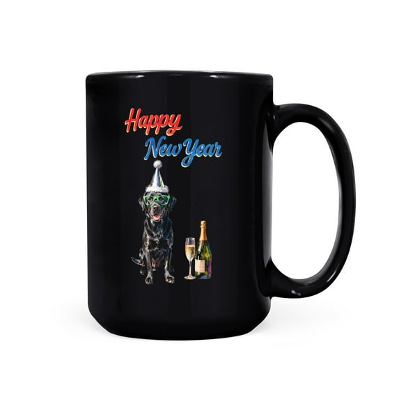 Happy New Year Labrador Retriever Chills on Year-End Party Mug Lab Dog ...