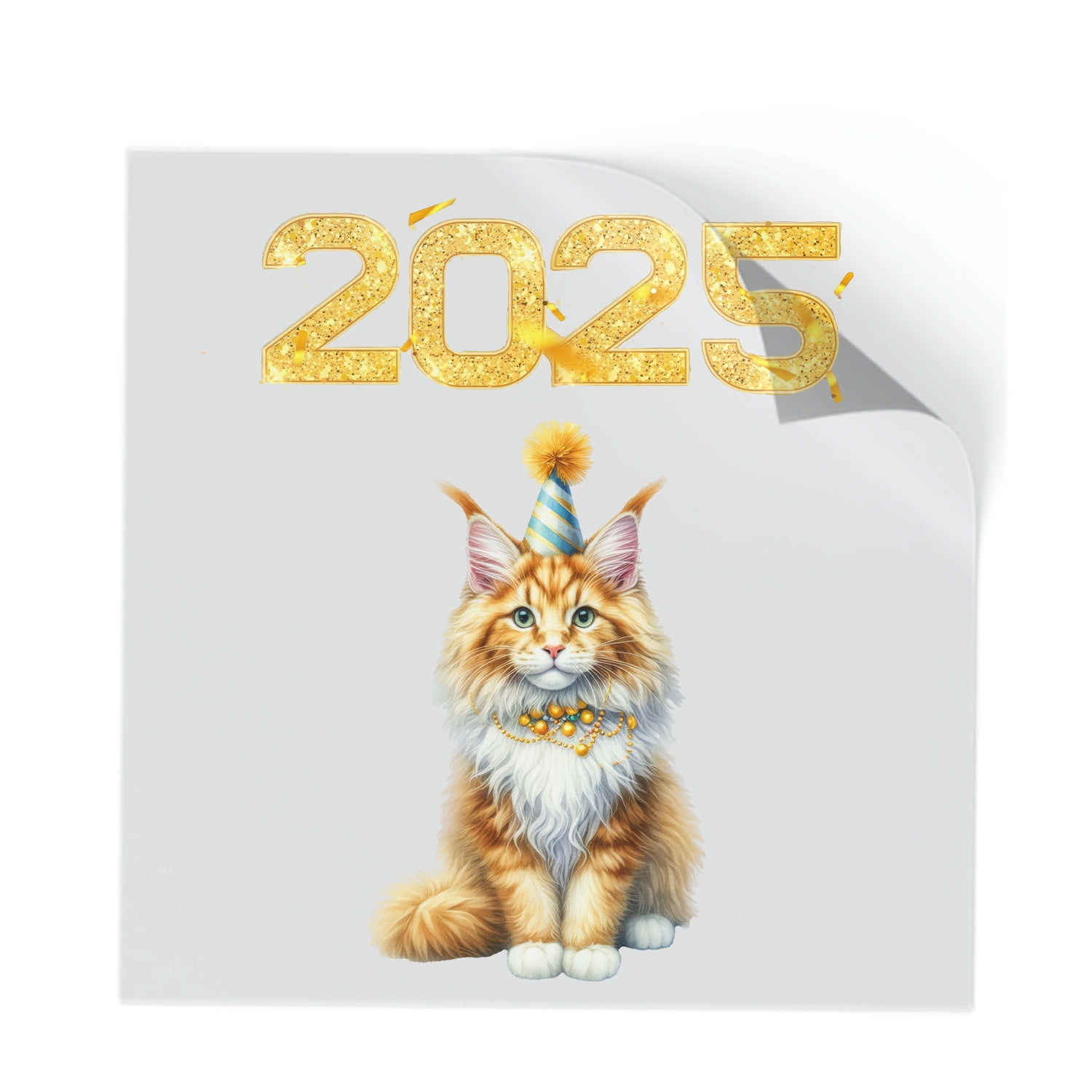 Happy New Year Maine Coon Welcome 2025 Balloon Firework Party Cutout ...