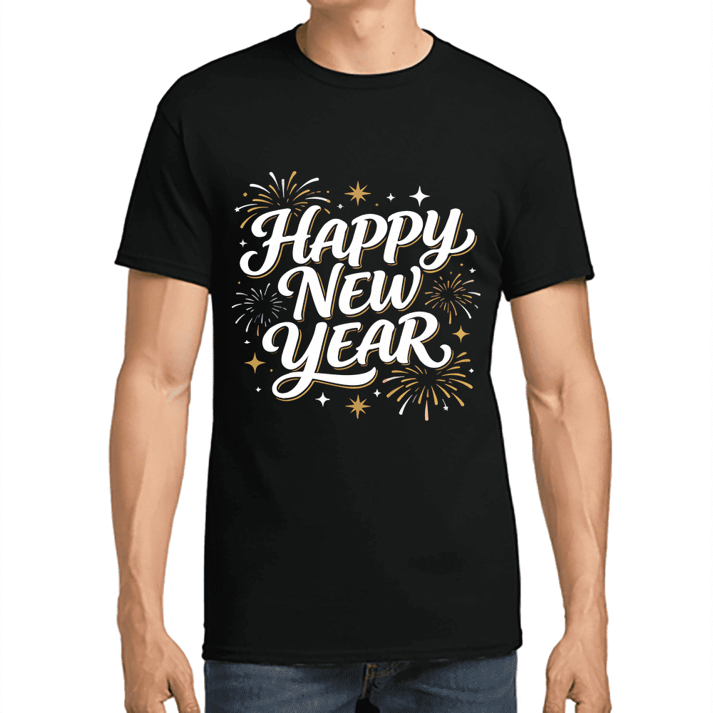 Happy New Year, Men's & Big Men's Graphic Tee 100% Cotton T-Shirt Tee ...