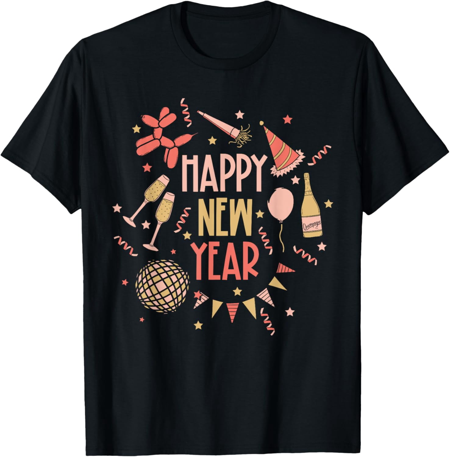 Happy New Year NYE Party 2025 Funny New Years Eve Confetti T-Shirt ...
