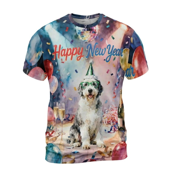 Happy New Year Old English Sheepdog Chills on Year-End Party All Over ...