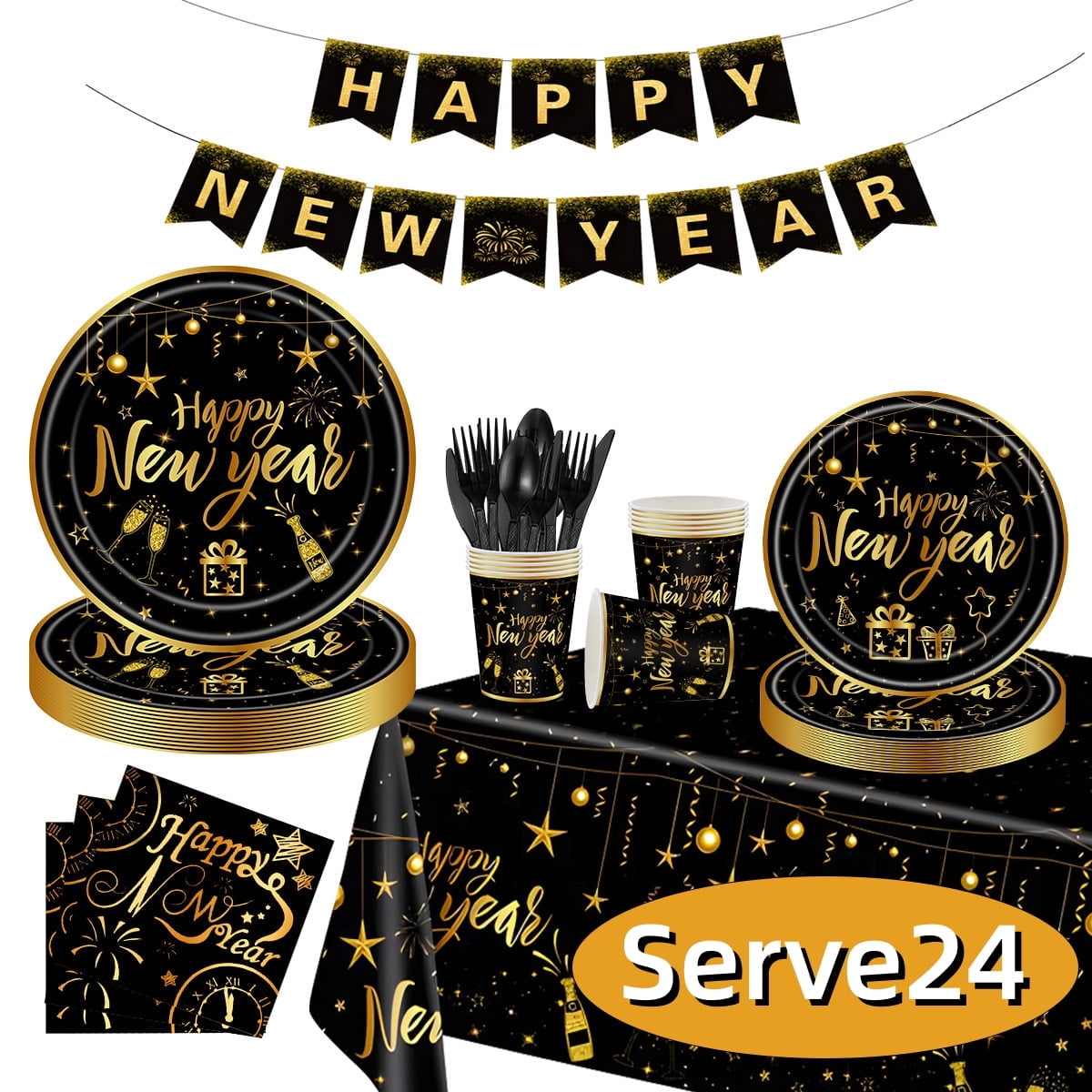 Happy New Year Paper Plates 2025 New Year Party Decoration Supplies New ...