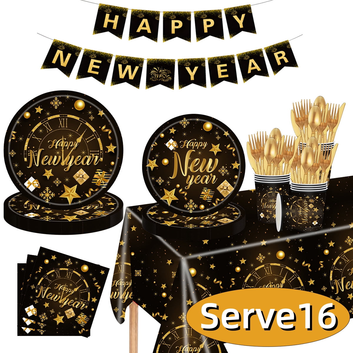 Happy New Year Paper Plates 2025 New Year Party Decoration Supplies New ...
