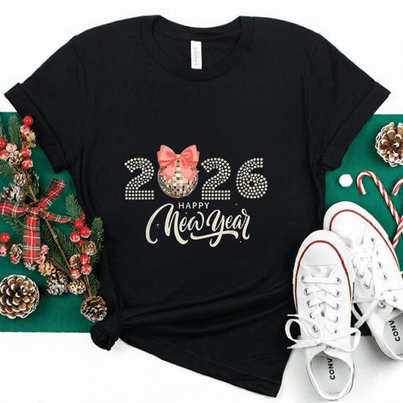 Happy New Year Party 2026 Family Matching Festive Graphic Unisex T ...