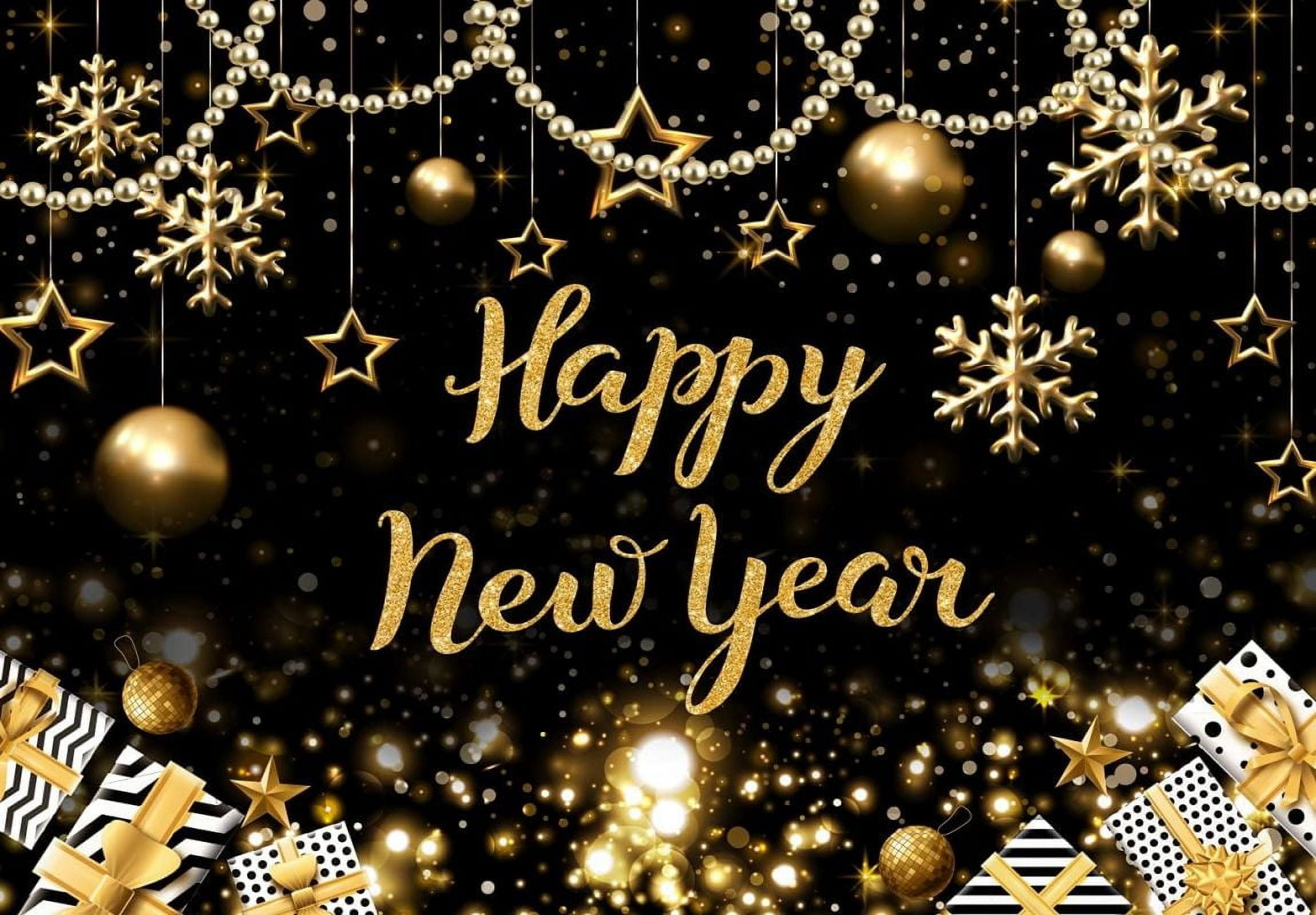 Happy New Year Party Custom Birthday Backdrop Background Glitter Bokeh Photo Gold Glittering ...