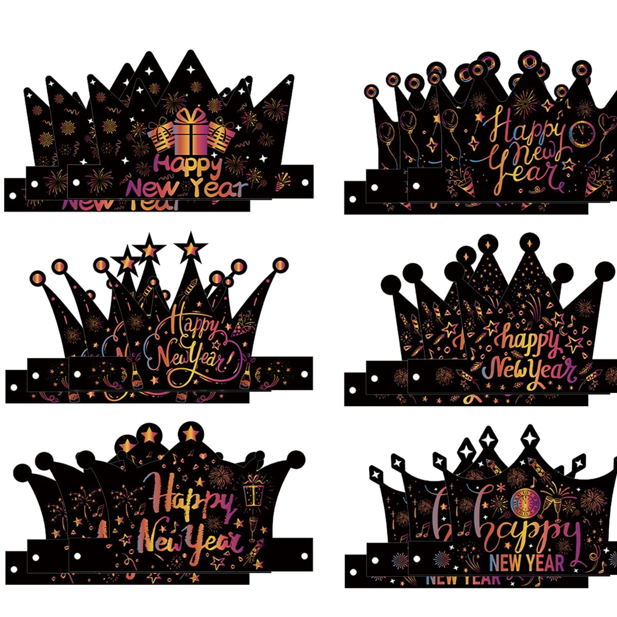 Happy New Year Party Hats Fancy New Year Paper Crown Hat - Walmart.com