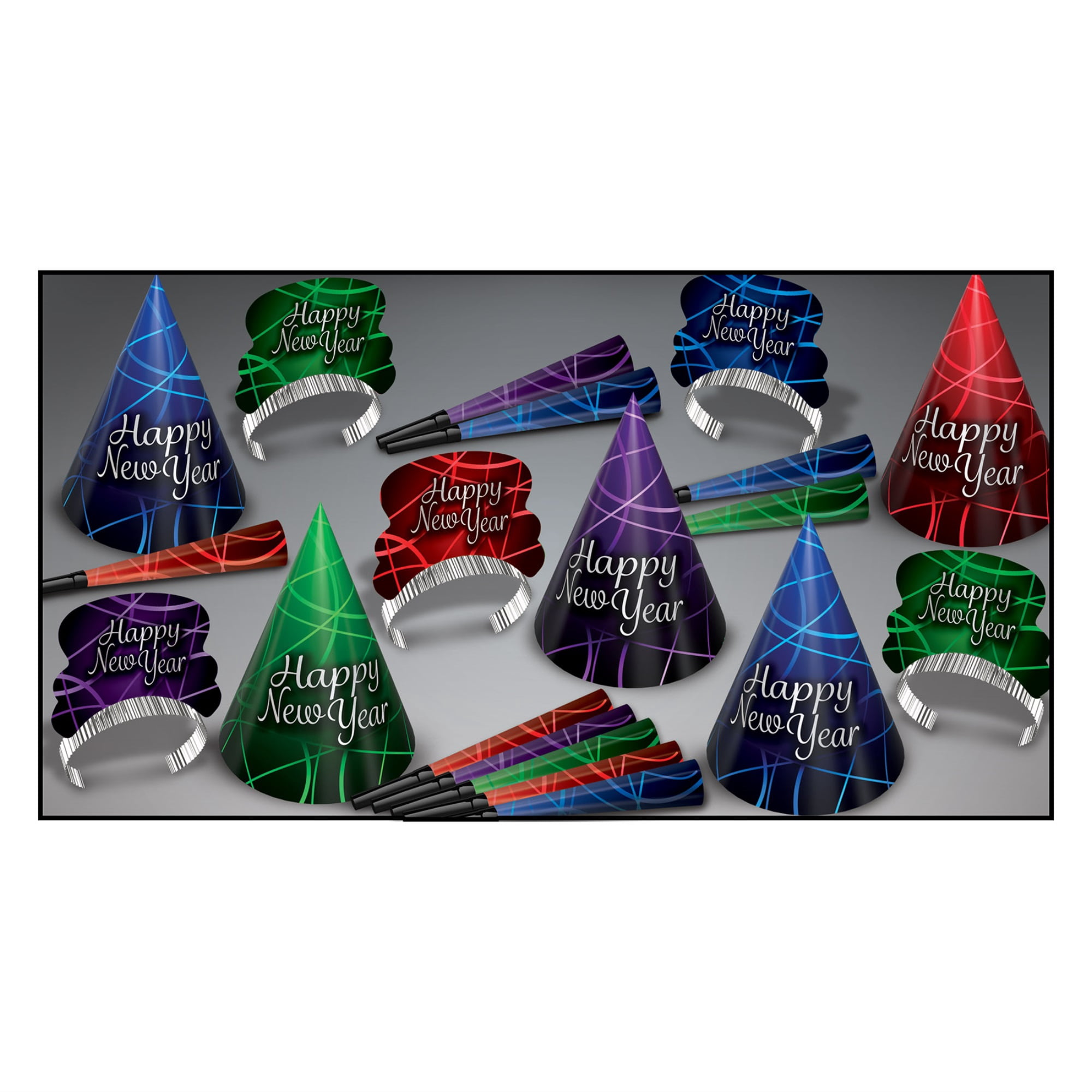 Happy New Year Party Kit for 10 Ring in The New Year Multicolor ...