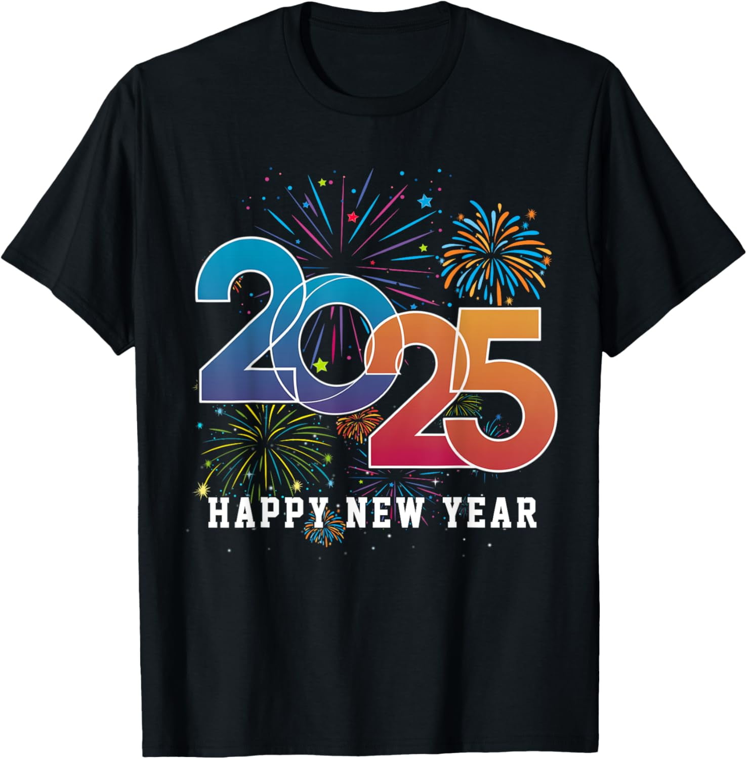 Happy New Year Party Supplies 2025 Family Matching Fireworks T-Shirt ...