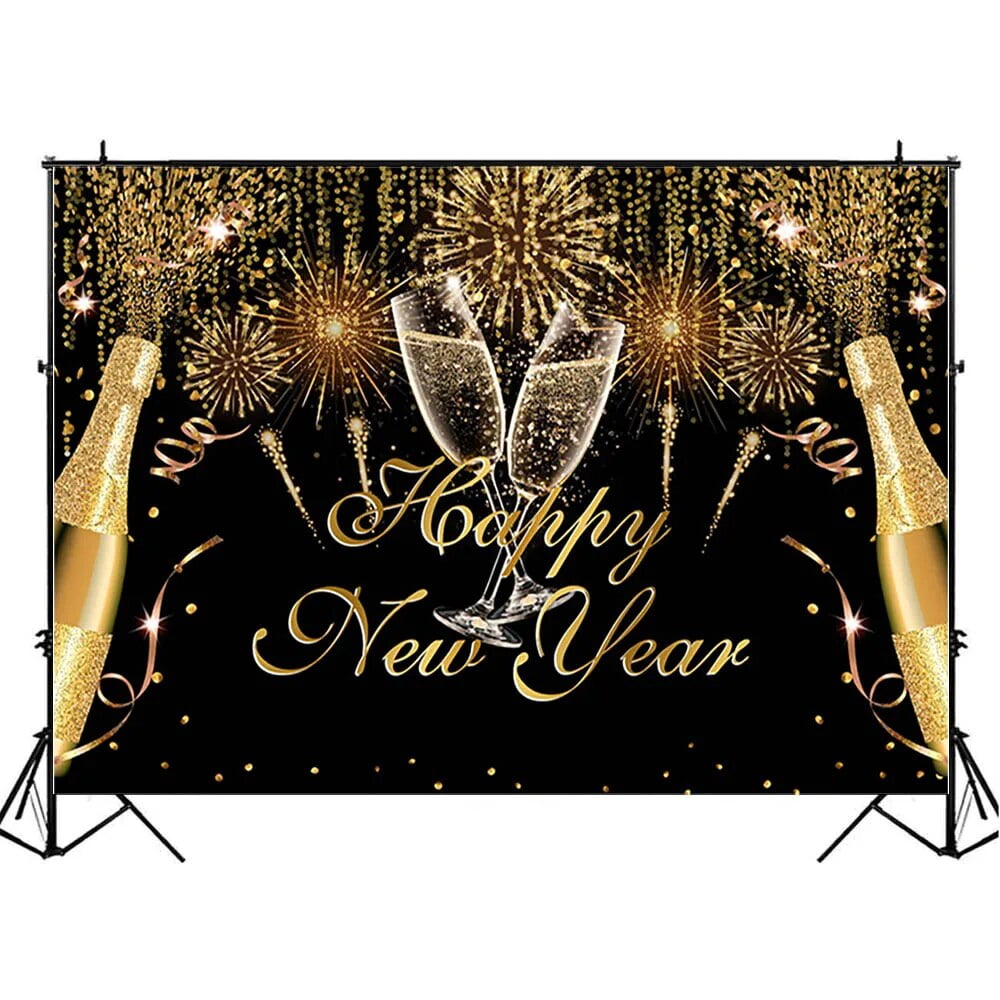 Happy New Year Photography Backdrops Gold Glitter Polka Dots Wallpaper ...
