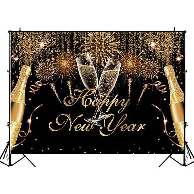 Happy New Year Photography Backdrops Gold Glitter Polka Dots Wallpaper ...