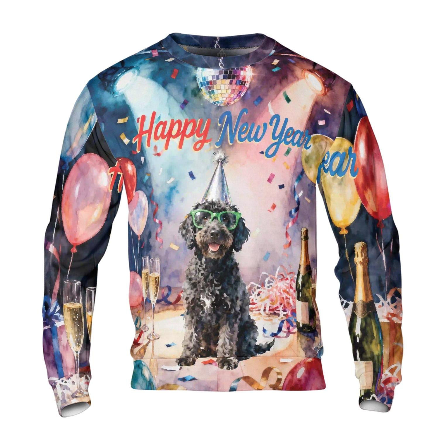 Happy New Year Portuguese Water Dog Chills on Year-End Party All Over ...