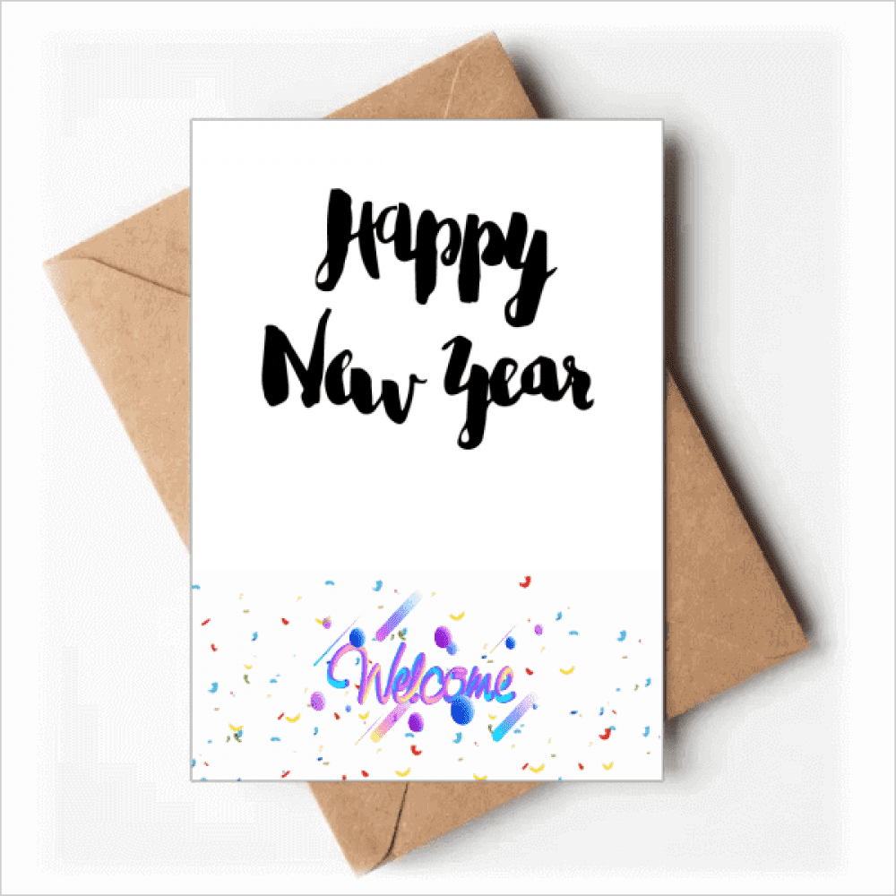 Happy New Year Quote Handwrite Welcome Back Greeting Cards Envelopes ...