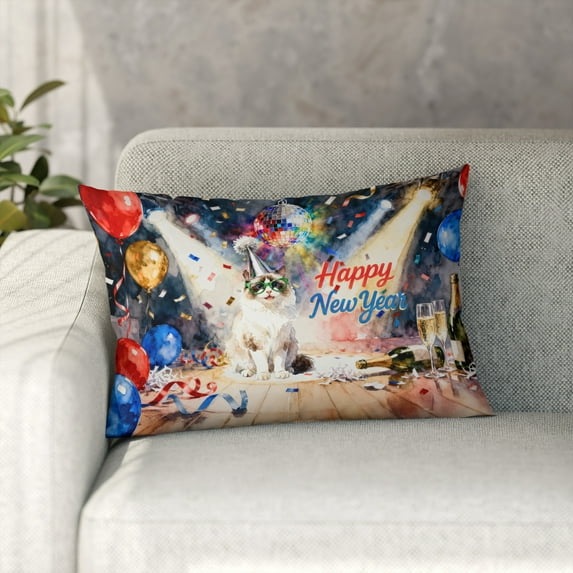Happy New Year Ragdoll Chills on Year-End Party Pillowcase Double Sided ...