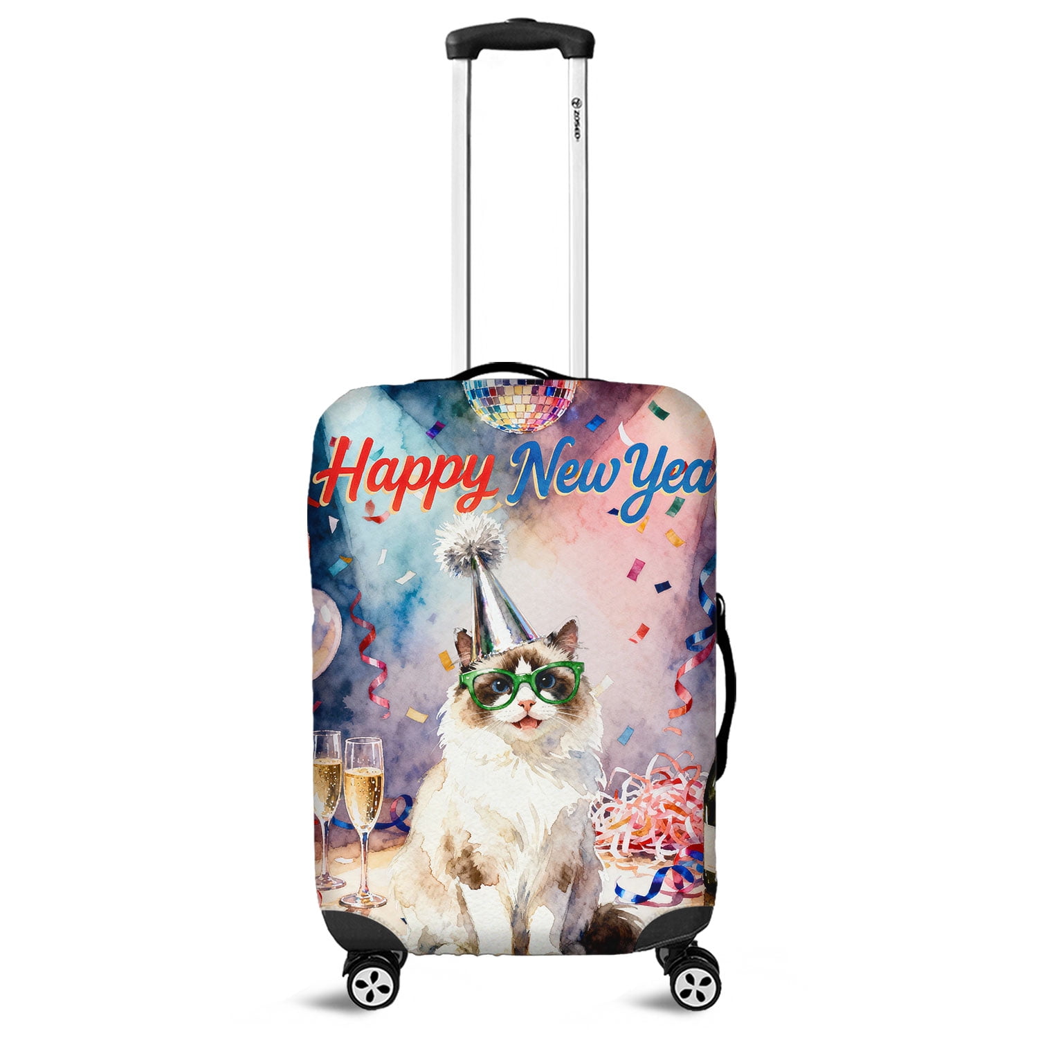 Happy New Year Ragdoll Chills on Year-End Party Travel Luggage Cover ...