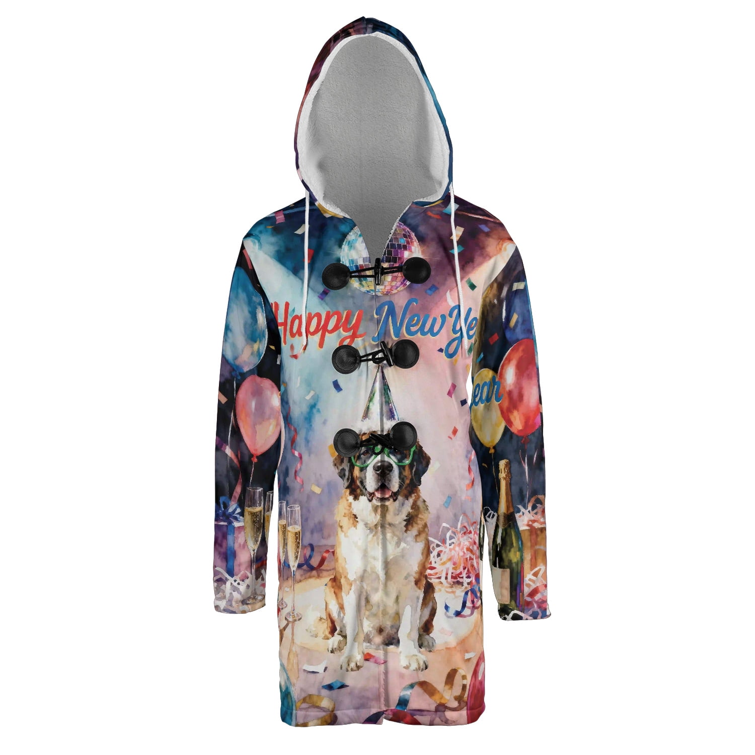 Happy New Year Saint Bernard Chills on Year-End Party All Over Print 3D ...