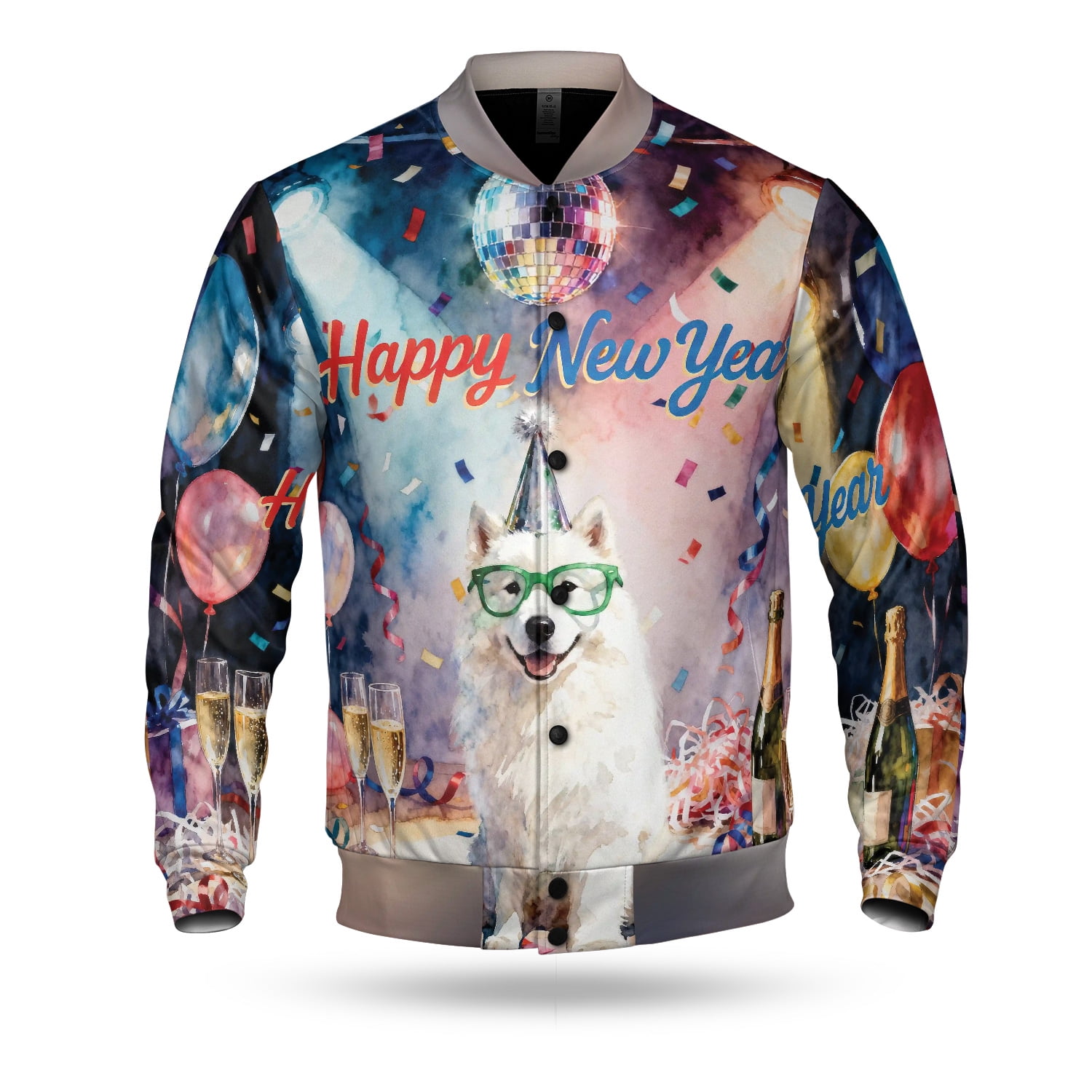 Happy New Year Samoyed Chills on Year-End Party All Over Print 3D ...