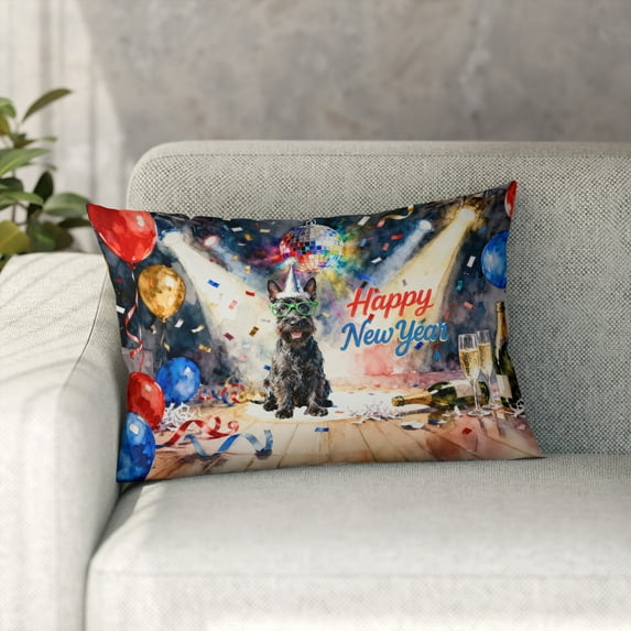 Happy New Year Scottish Terrier Chills on Year-End Party Pillowcase ...
