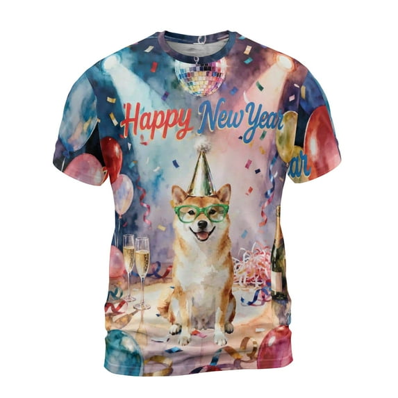 Happy New Year Shiba Inu Chills on Year-End Party All Over Print 3D ...