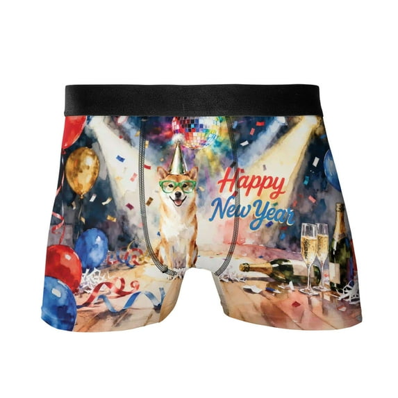 Happy New Year Shiba Inu Chills on Year-End Party All Over Print Boxer ...