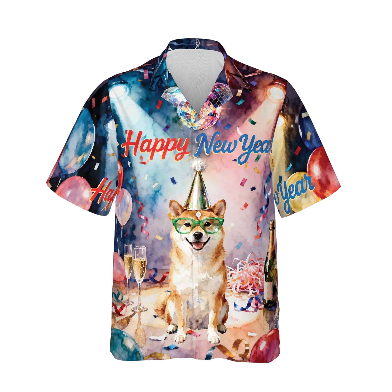 Happy New Year Shiba Inu Chills on Year-End Party Hawaiian Shirt ...