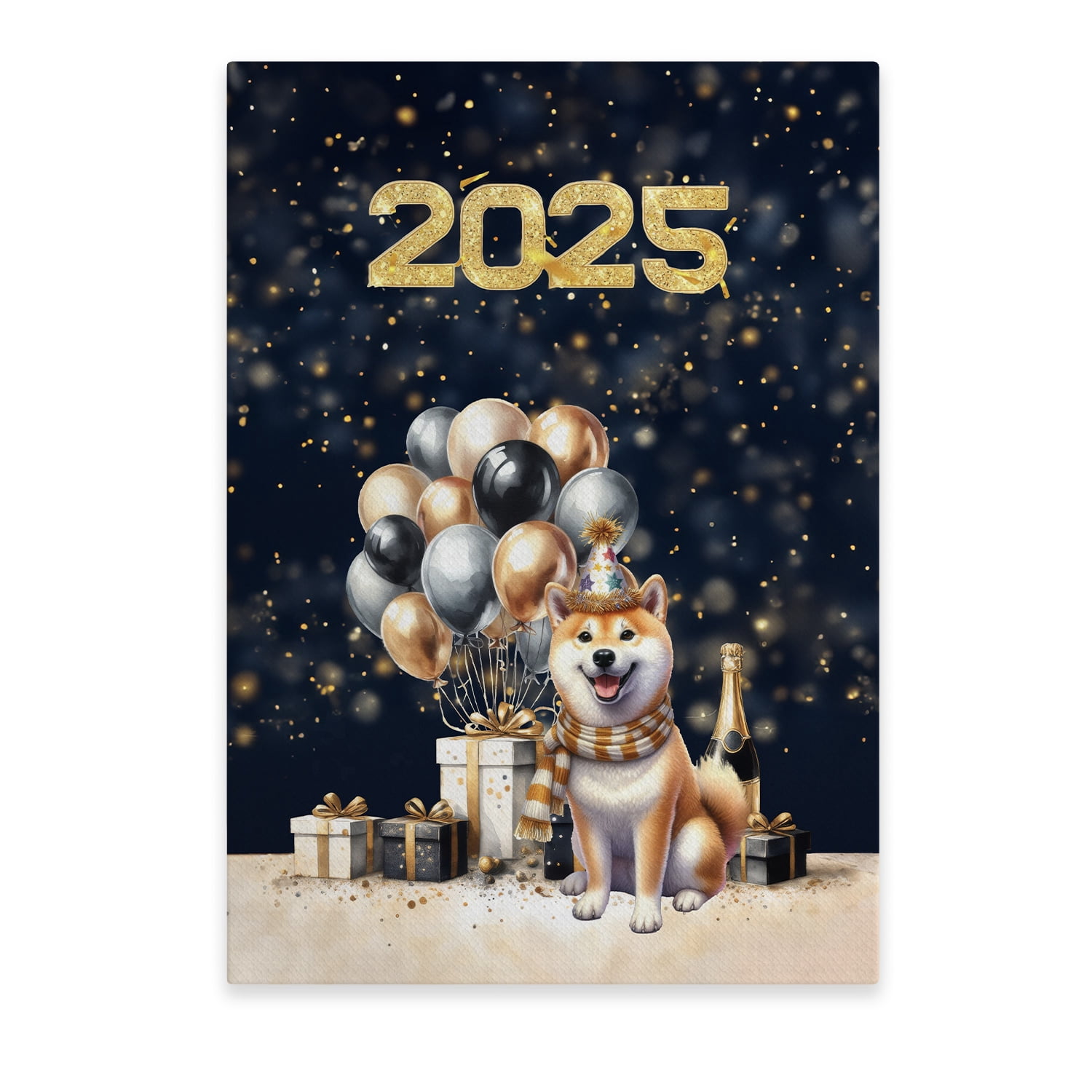 Happy New Year Shiba Inu Welcome 2025 Balloon Firework Party Vertical ...