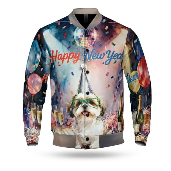 Happy New Year Shih Tzu Chills on Year-End Party All Over Print 3D ...