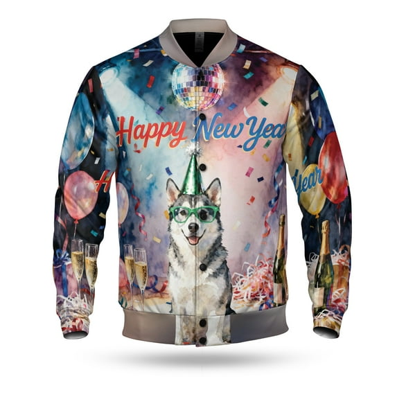 Happy New Year Siberian Husky Chills on Year-End Party All Over Print ...