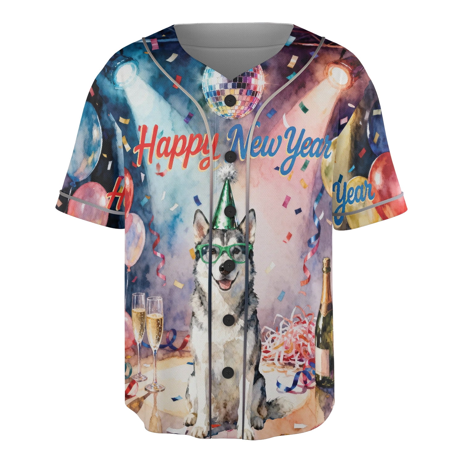 Happy New Year Siberian Husky Chills on Year-End Party All Over Print ...