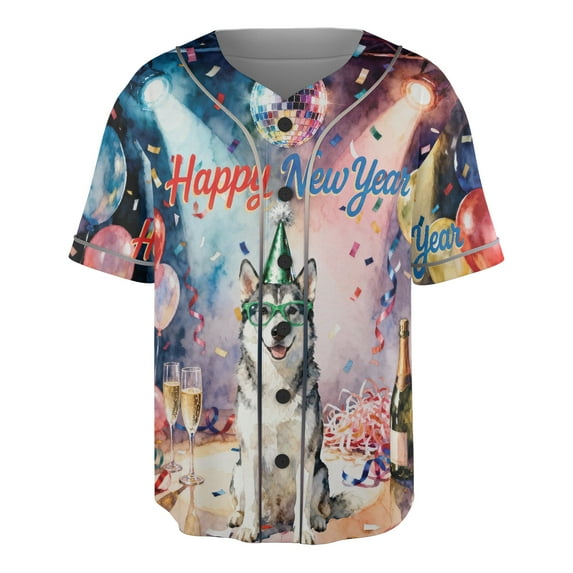 Happy New Year Siberian Husky Chills on Year-End Party All Over Print ...