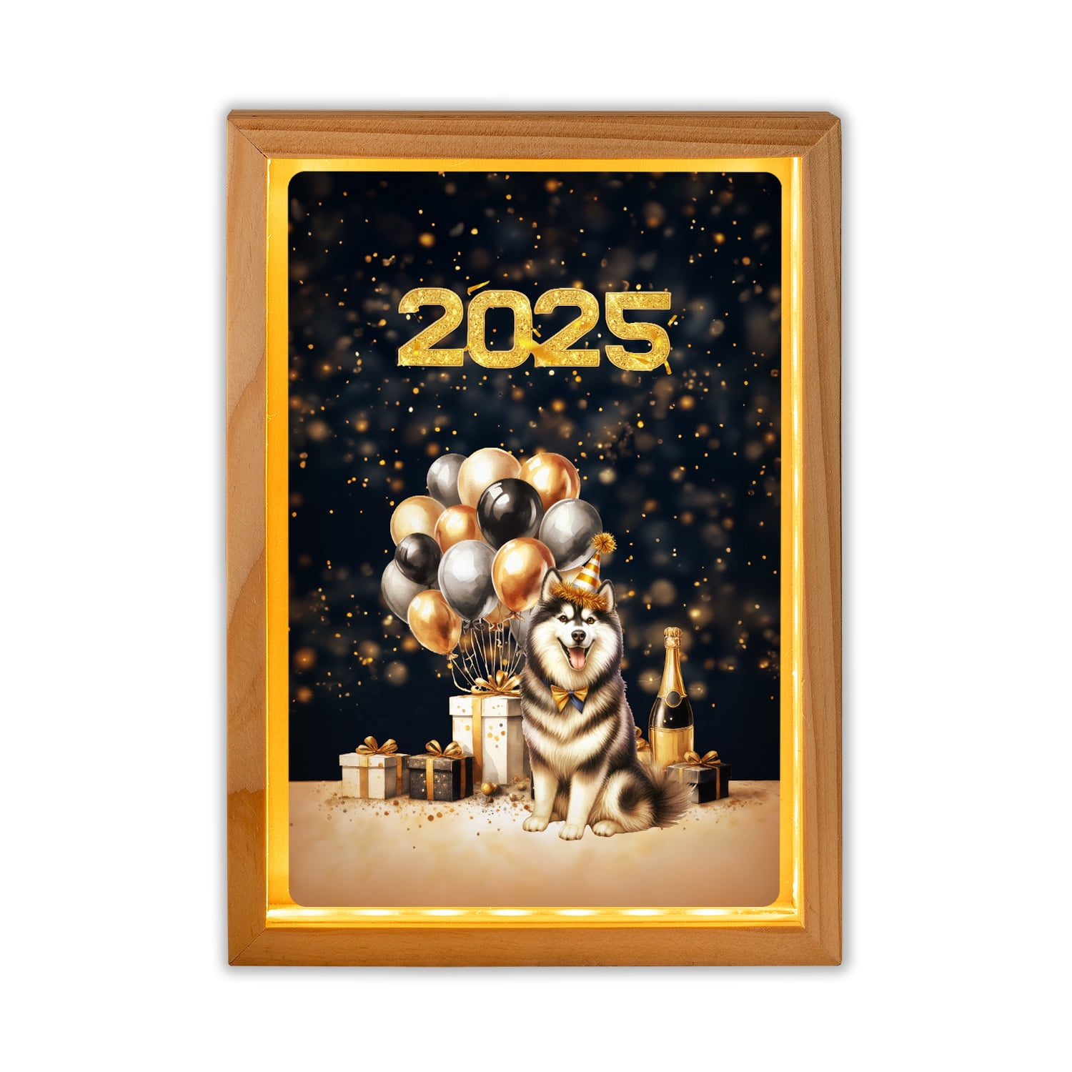 Happy New Year Siberian Husky Welcome 2025 Balloon Firework Party ...