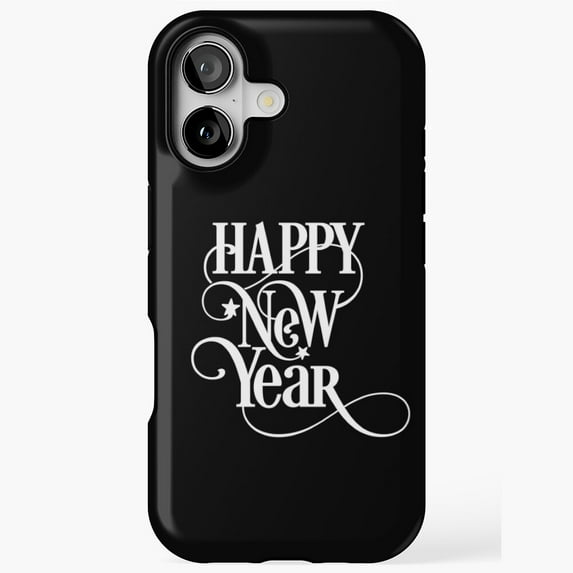 Happy New Year Simple Text Design Phone Case 17 16 15 14 13 12 11 Pro ...