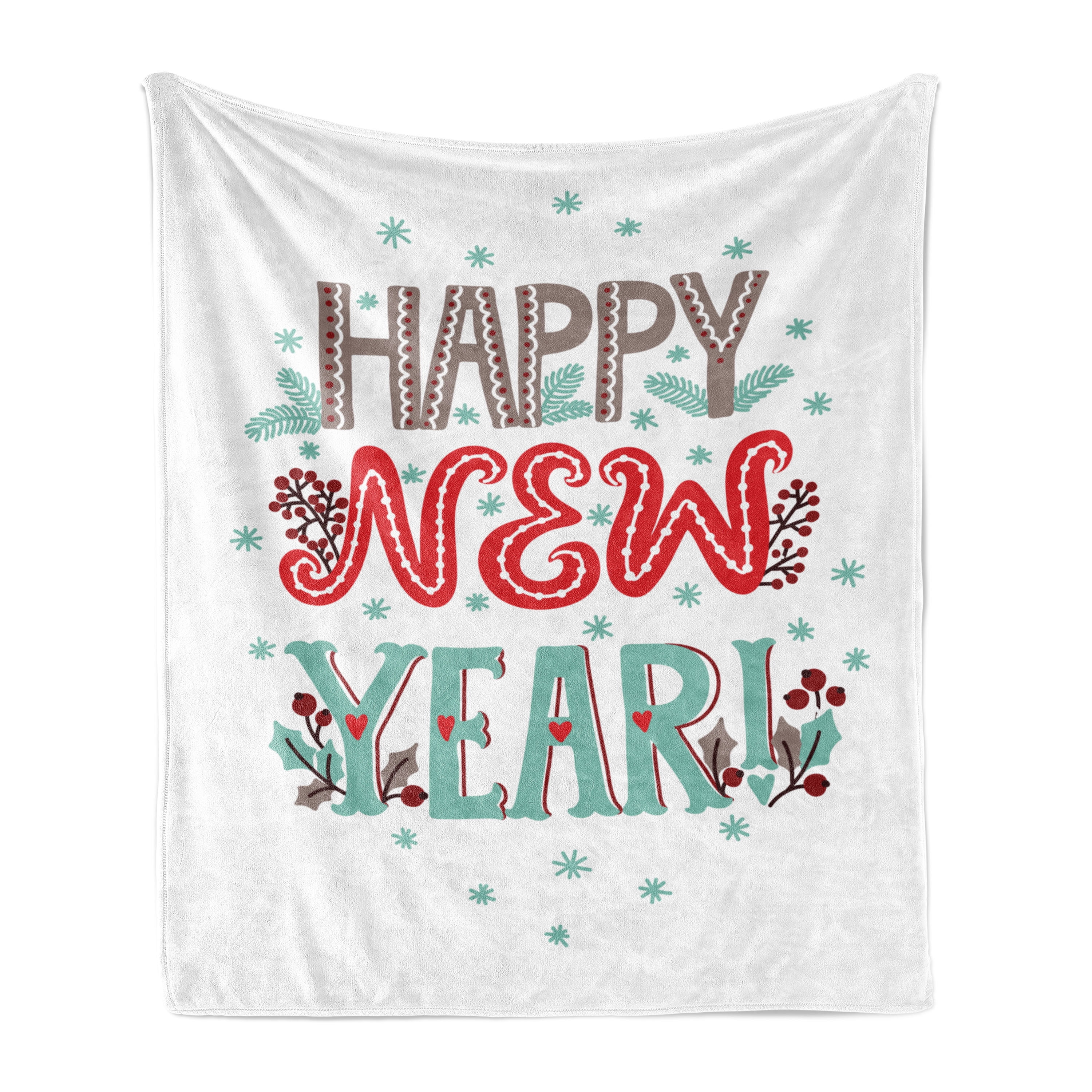 Happy New Year Soft Flannel Fleece Throw Blanket, Typography in ...