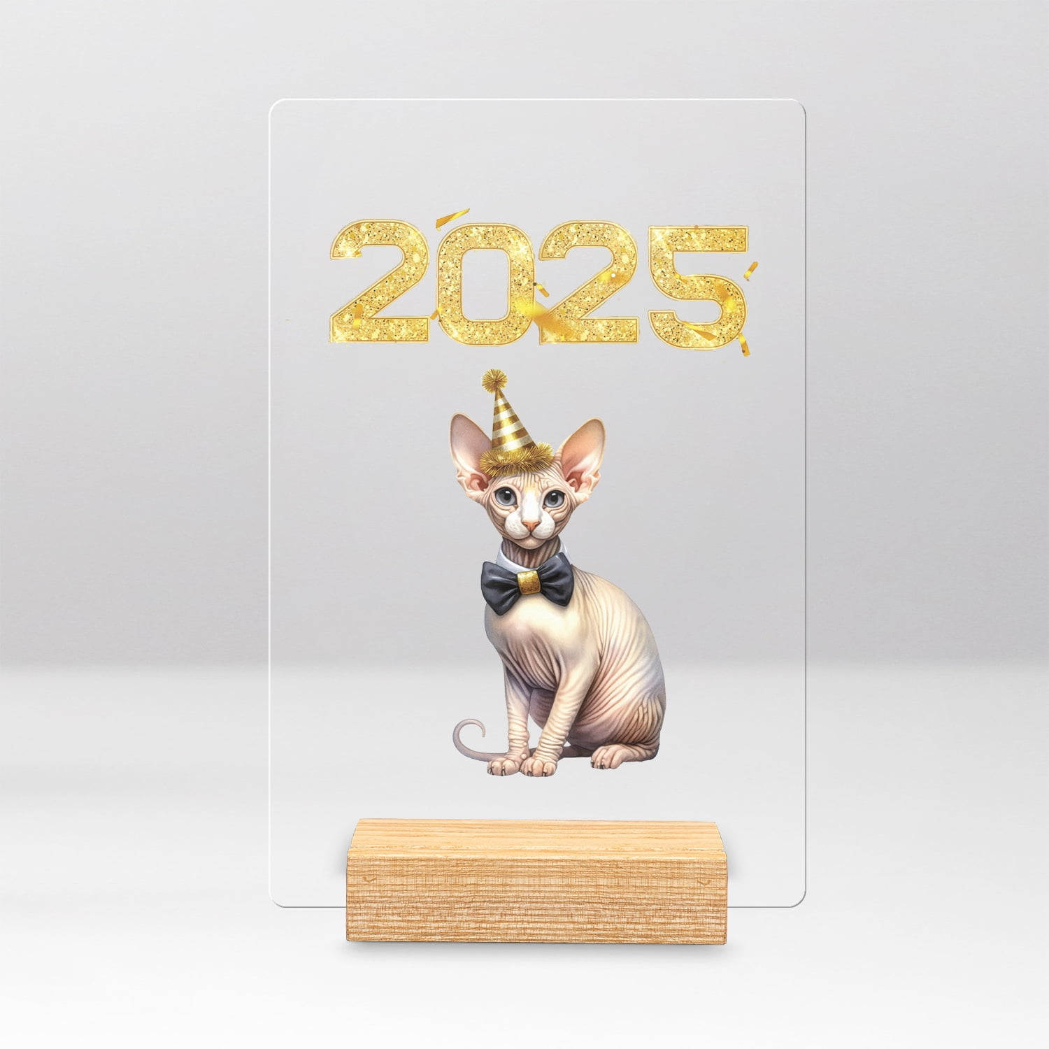 Happy New Year Sphynx Welcome 2025 Balloon Firework Party Acrylic ...
