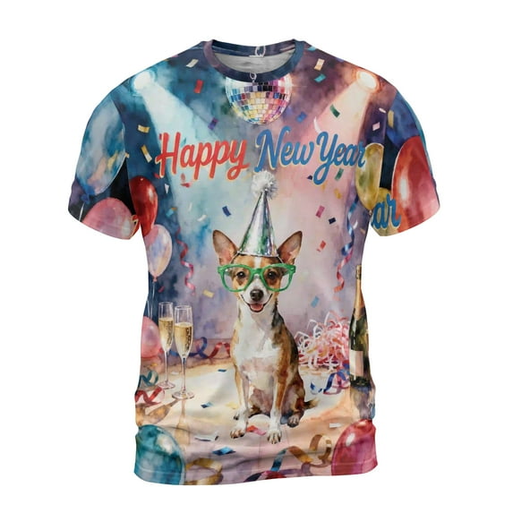 Happy New Year Toy Fox Terrier Chills on Year-End Party All Over Print ...