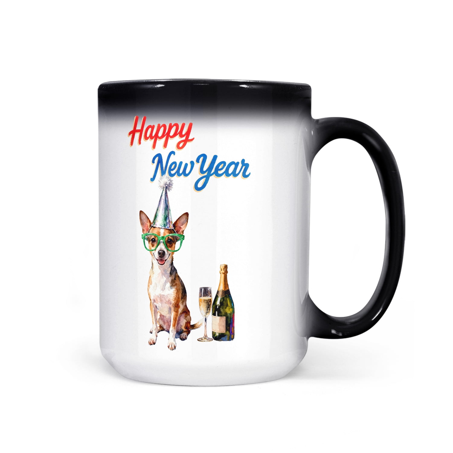 Happy New Year Toy Fox Terrier Chills on Year-End Party Heat Color ...
