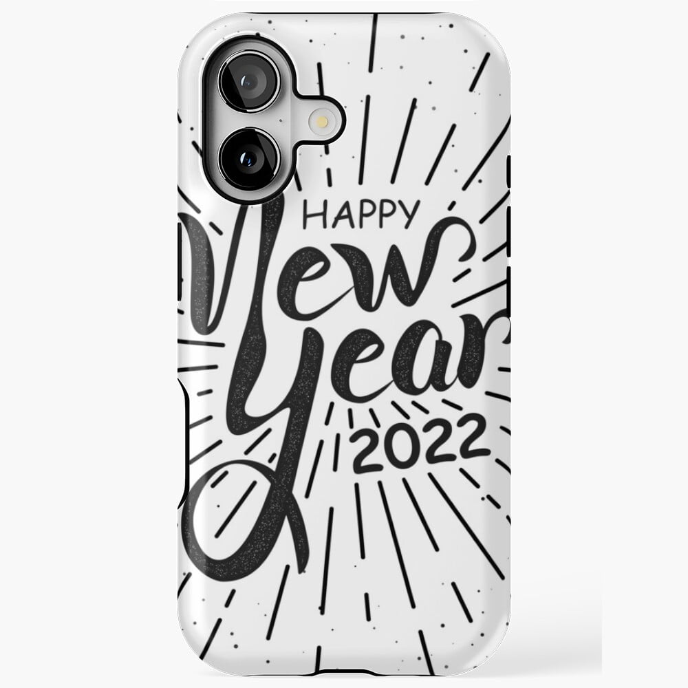 Happy New Year Typography Design Phone Case with iPhone 17 to 11 Pro ...