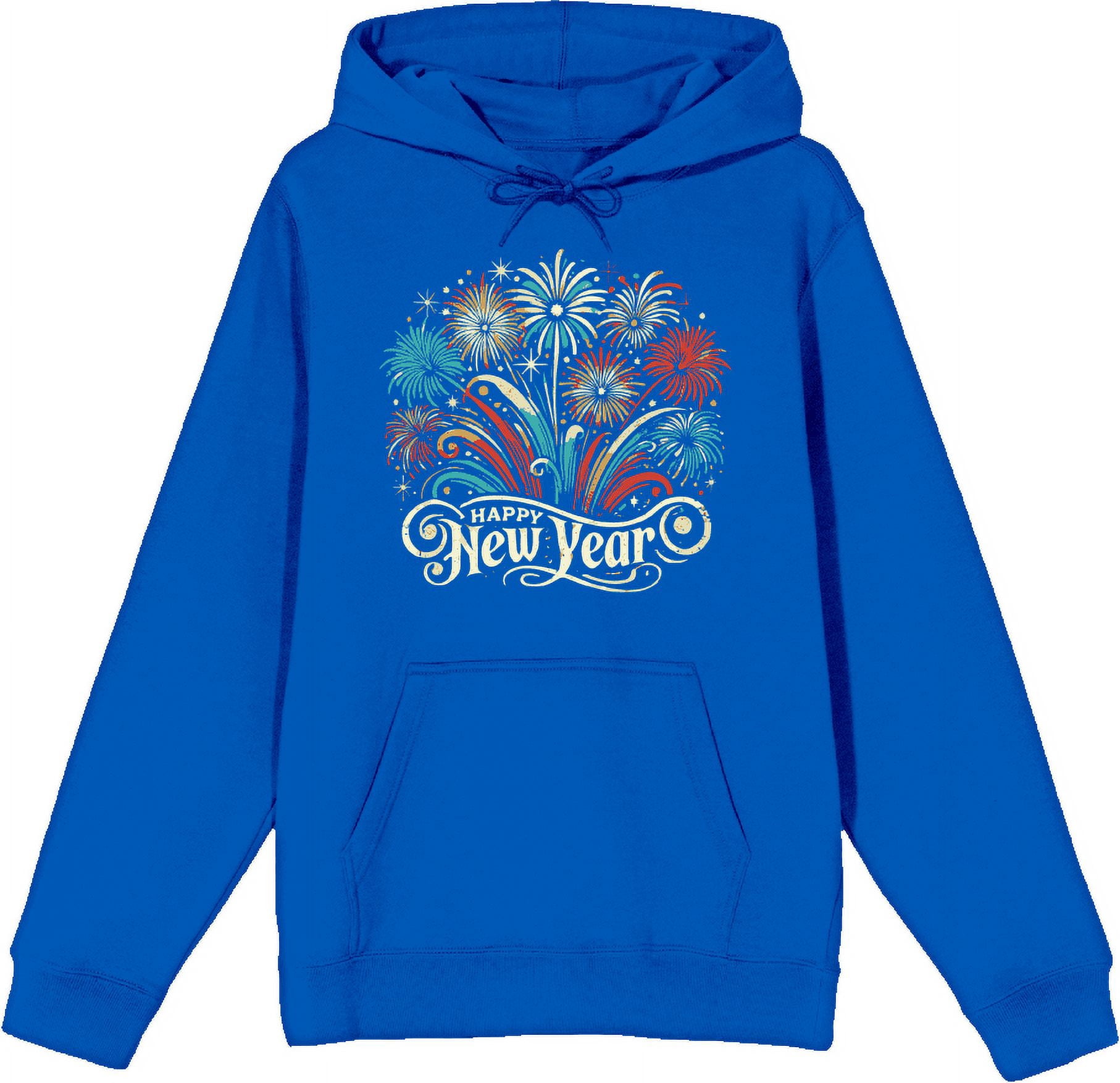 Happy New Year Vector Fireworks Adult Royal Blue Long Sleeve Hoodie-XXL ...
