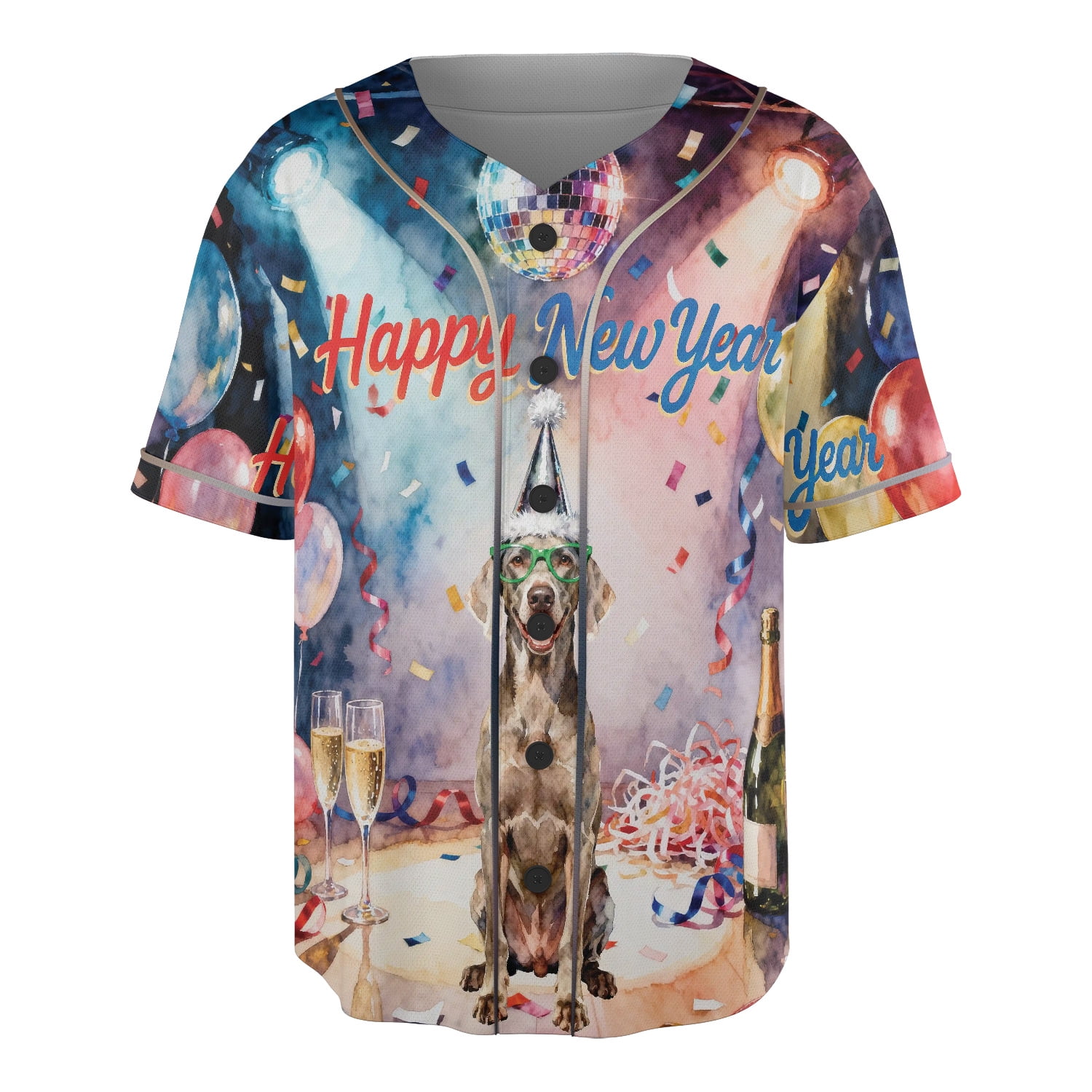 Happy New Year Weimaraner Chills on Year-End Party All Over Print 3D ...